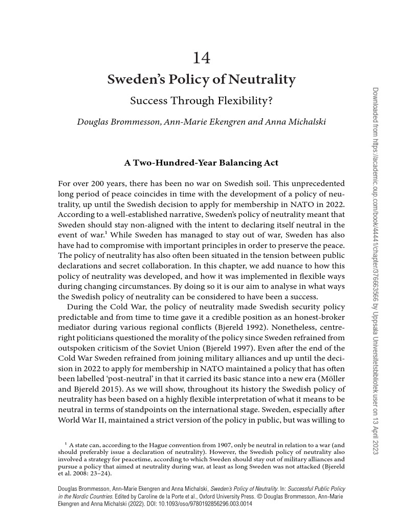 Sweden's Neutrality: A 200-Year Success | PDF | Sweden | Politics