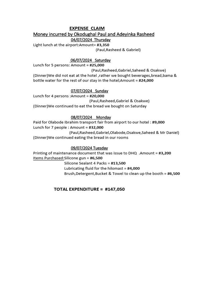 Expense Claim | PDF