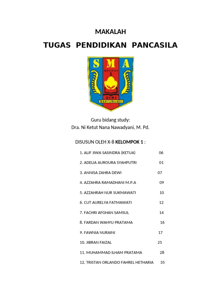 Makalah PPKN Tugas Kelompok | PDF