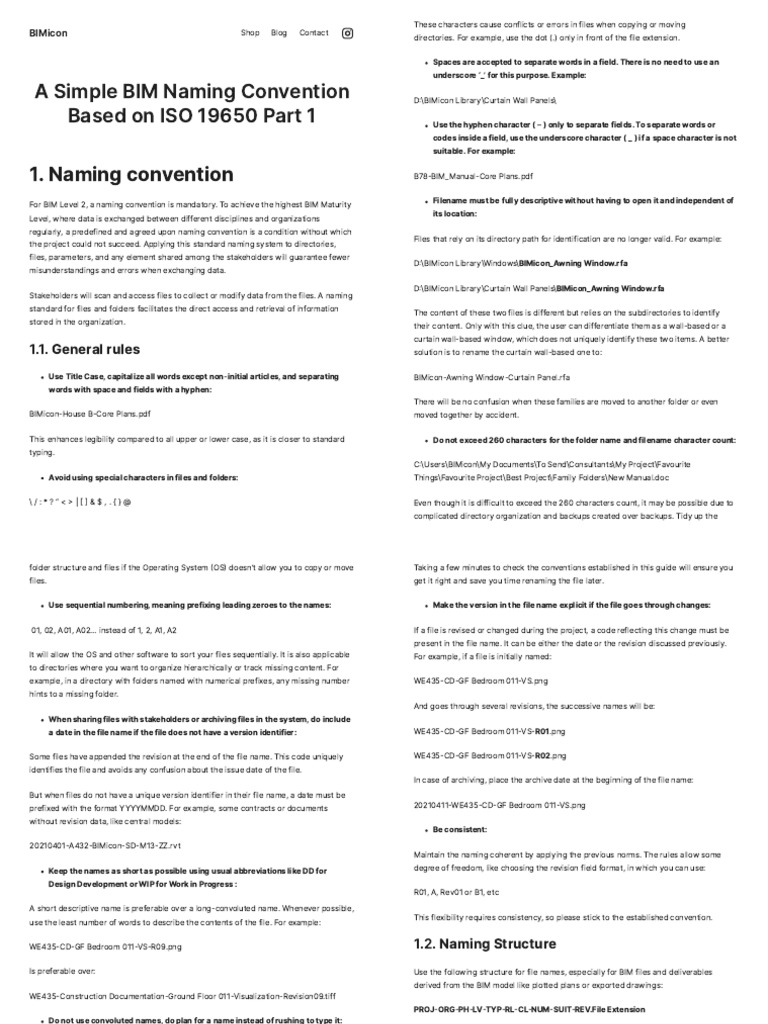 A Simple BIM Naming Convention Based On ISO 19650 Part 1 - BIMicon | PDF
