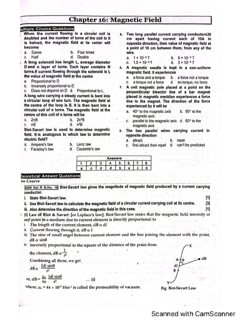 Magnetic Field Class 12 | PDF