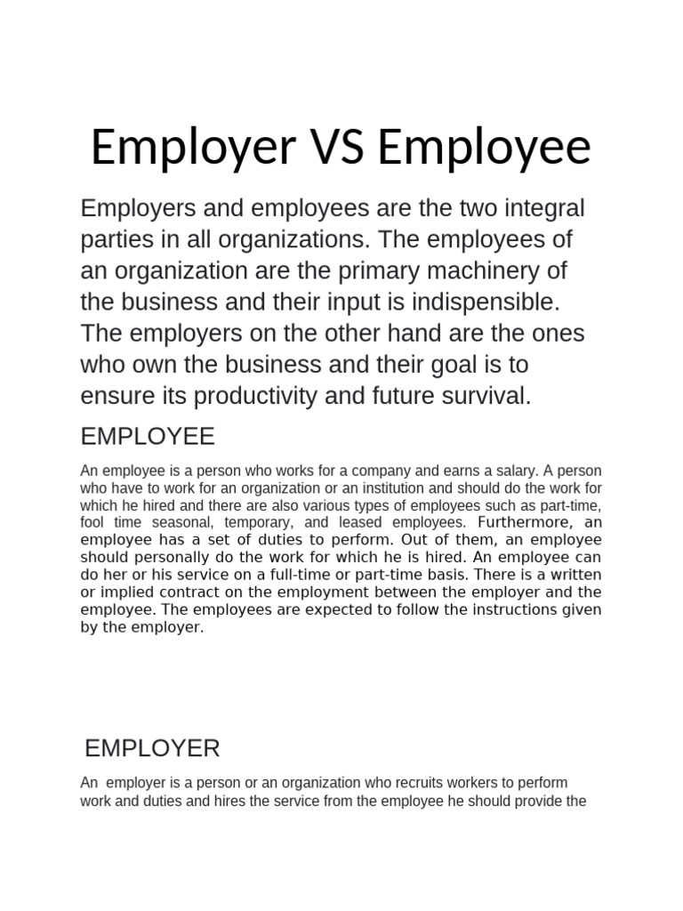 Employer VS Employee | PDF