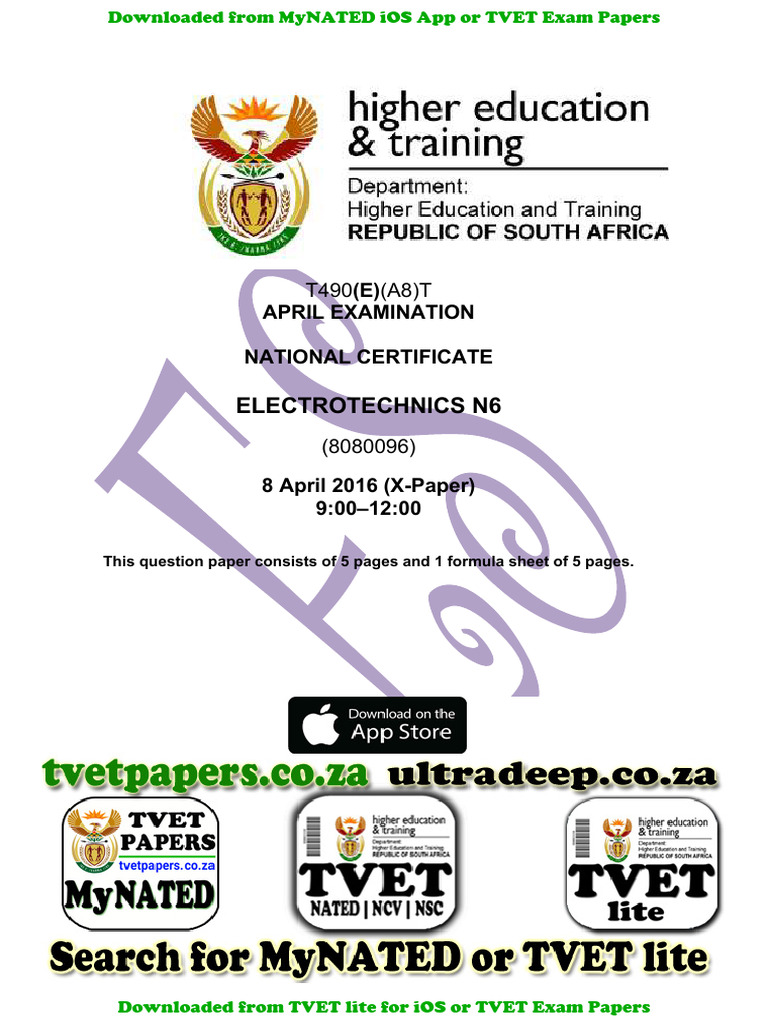 N6 Electrotechnics April 2016 | PDF