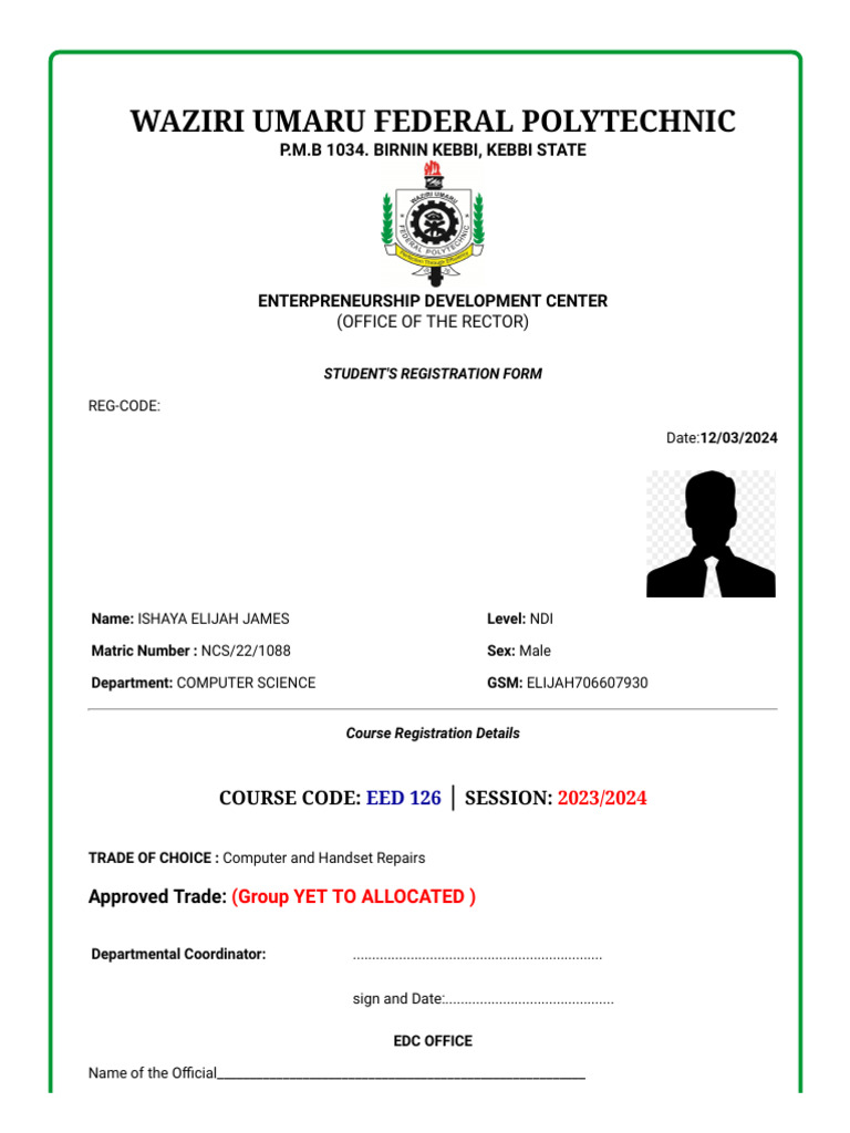 EED Registration Form | PDF