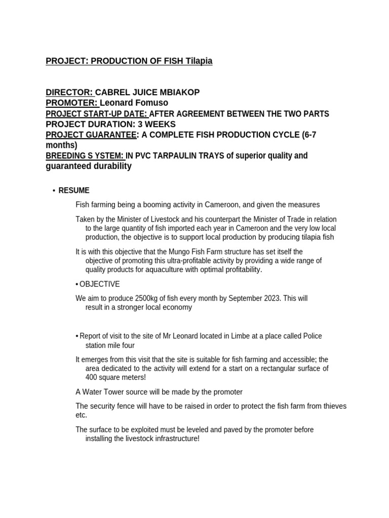 Tilapia Fish Project | PDF