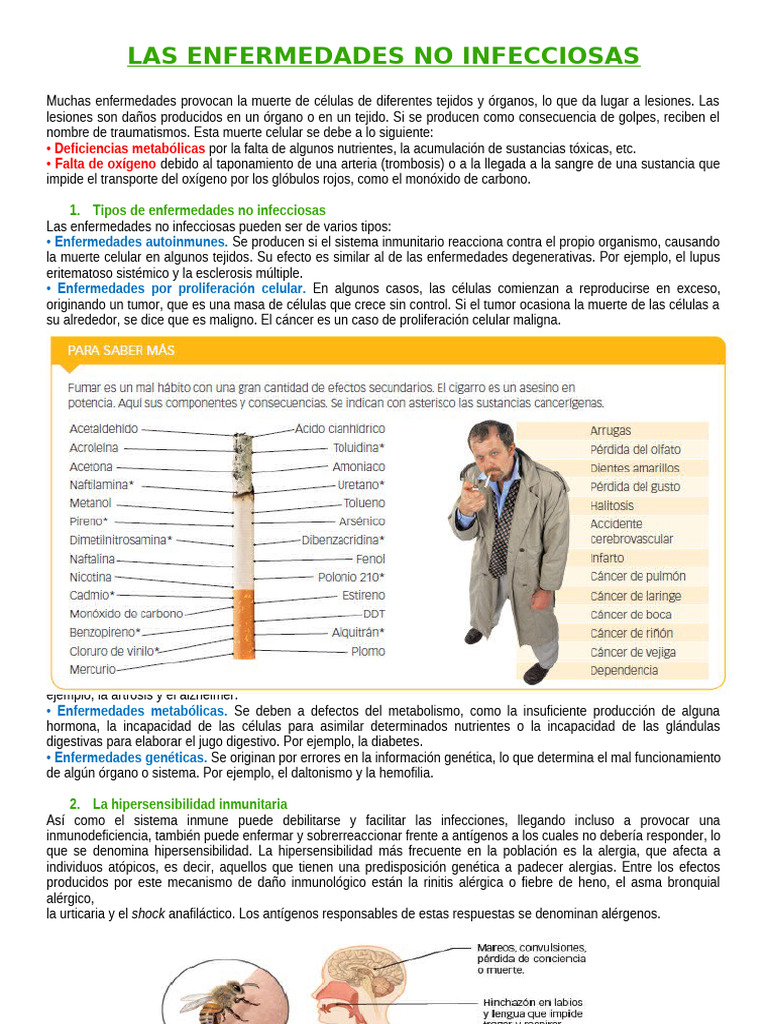 Las Enfermedades No Infecciosas | PDF | Cáncer | Ciencia y matemáticas