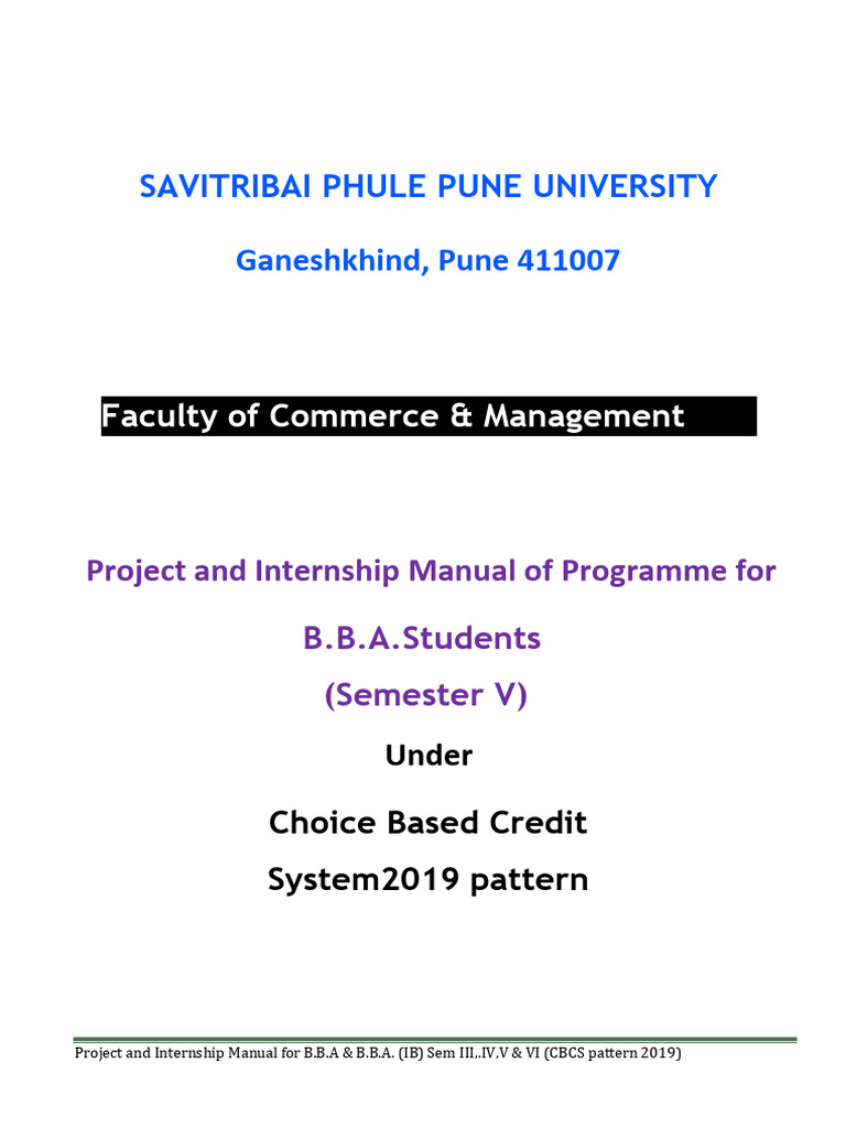 Project and Internship Guidelines For BBA V | PDF