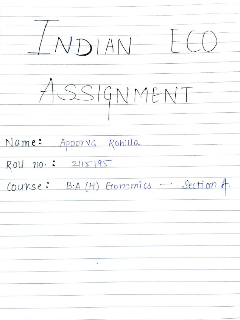 Apoorva Rohilla (Indian Eco Assignment) | PDF