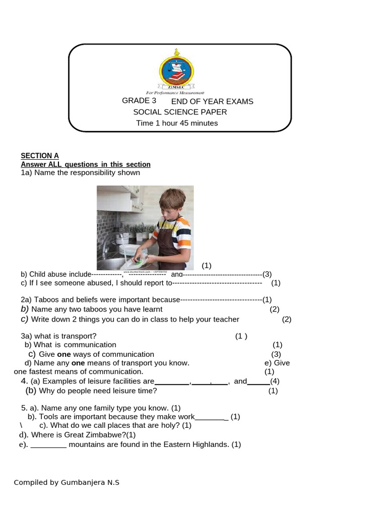 Grade 3 Social Science End of Year Paper 2 2022 | PDF