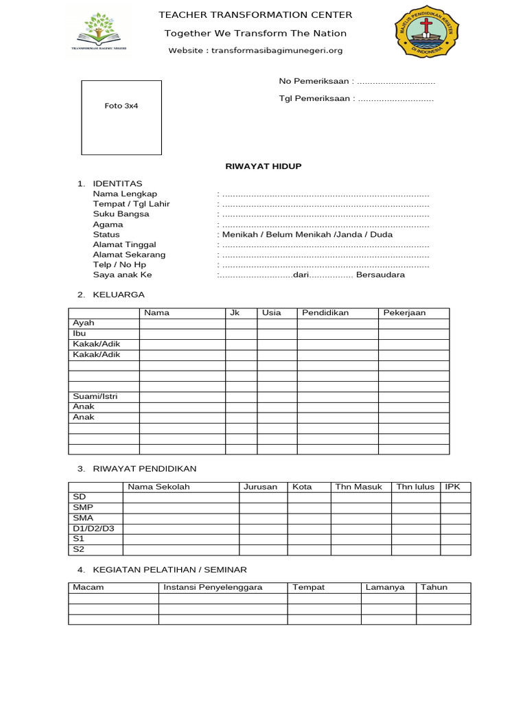 Formulir Pendaftaran TTC 2019 | PDF