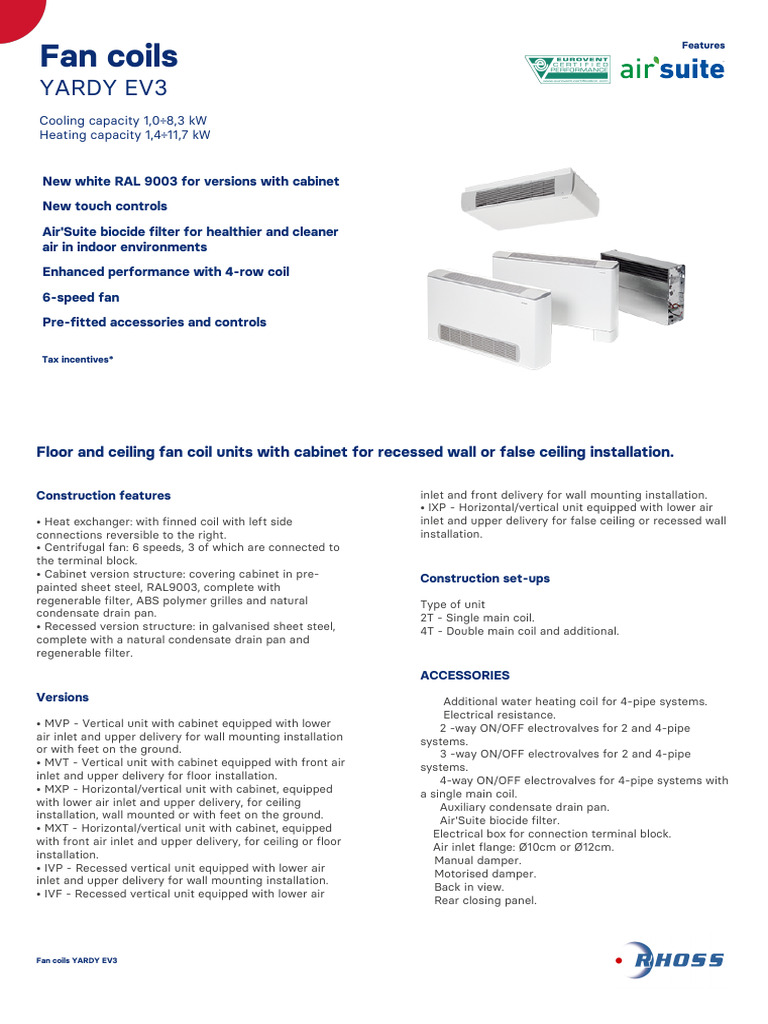 Fan Coils Yardy Ev3 | PDF