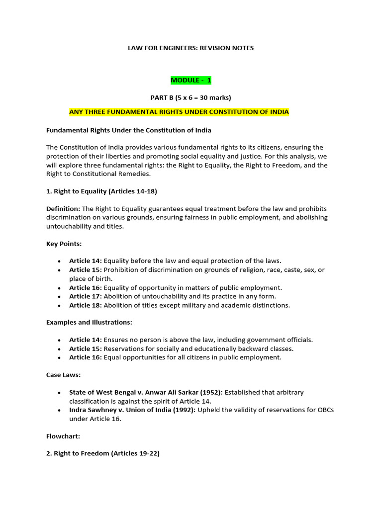 LAW FOR ENGINEERS - REVISION NOTES - Version 1 | PDF