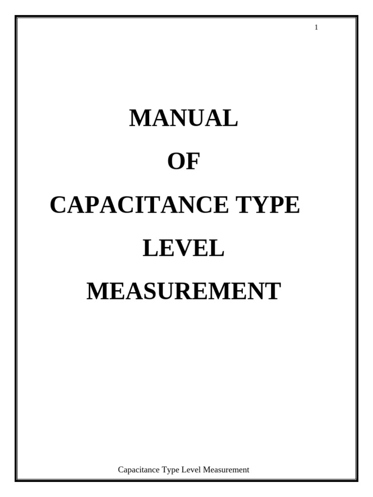 Capacitance Type Level Measurement | PDF