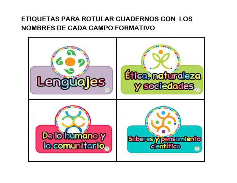Etiquetas Con Nombres De Los Campos Formativos Pdf
