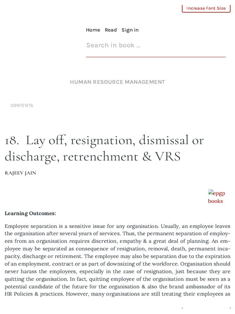 4 B Lay Off, Resignation, Dismissal or Discharge, Retrenchment & | PDF