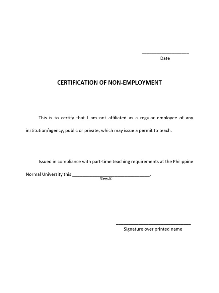 Cert. of Non-employment | PDF