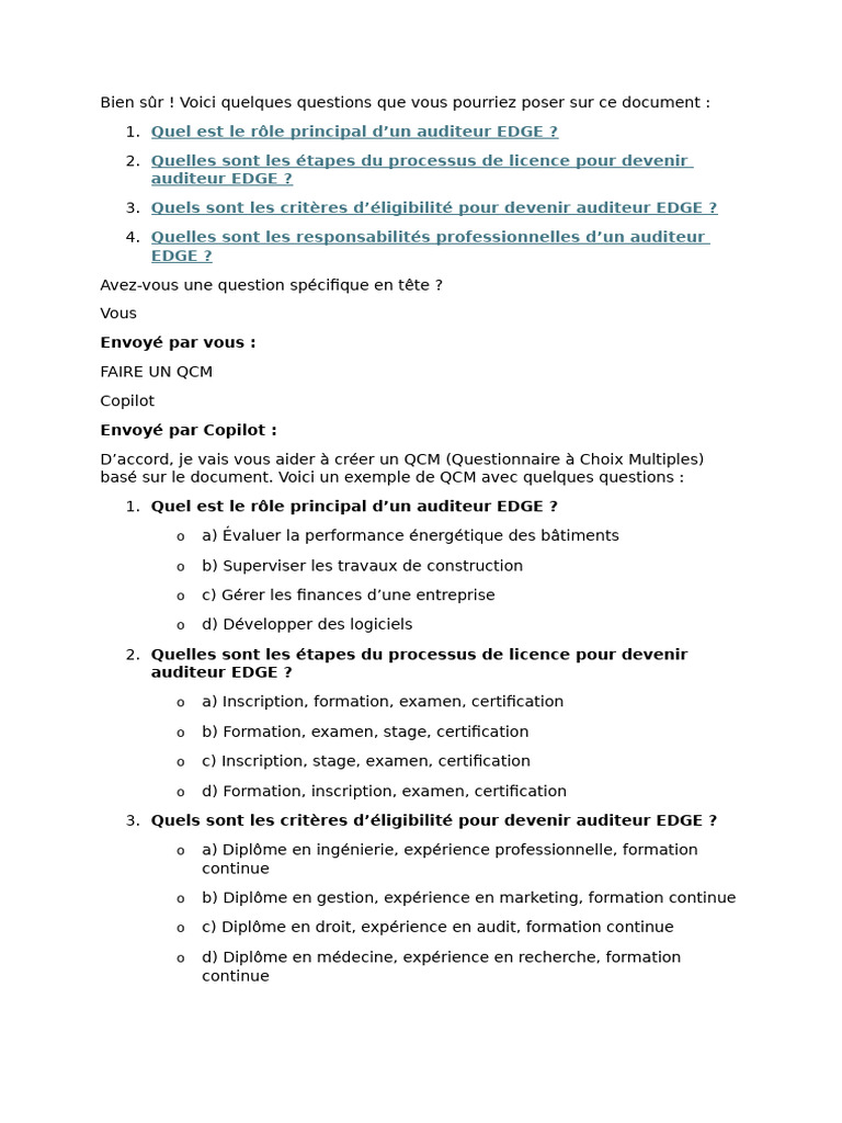 QCM Auditeur Edge | PDF