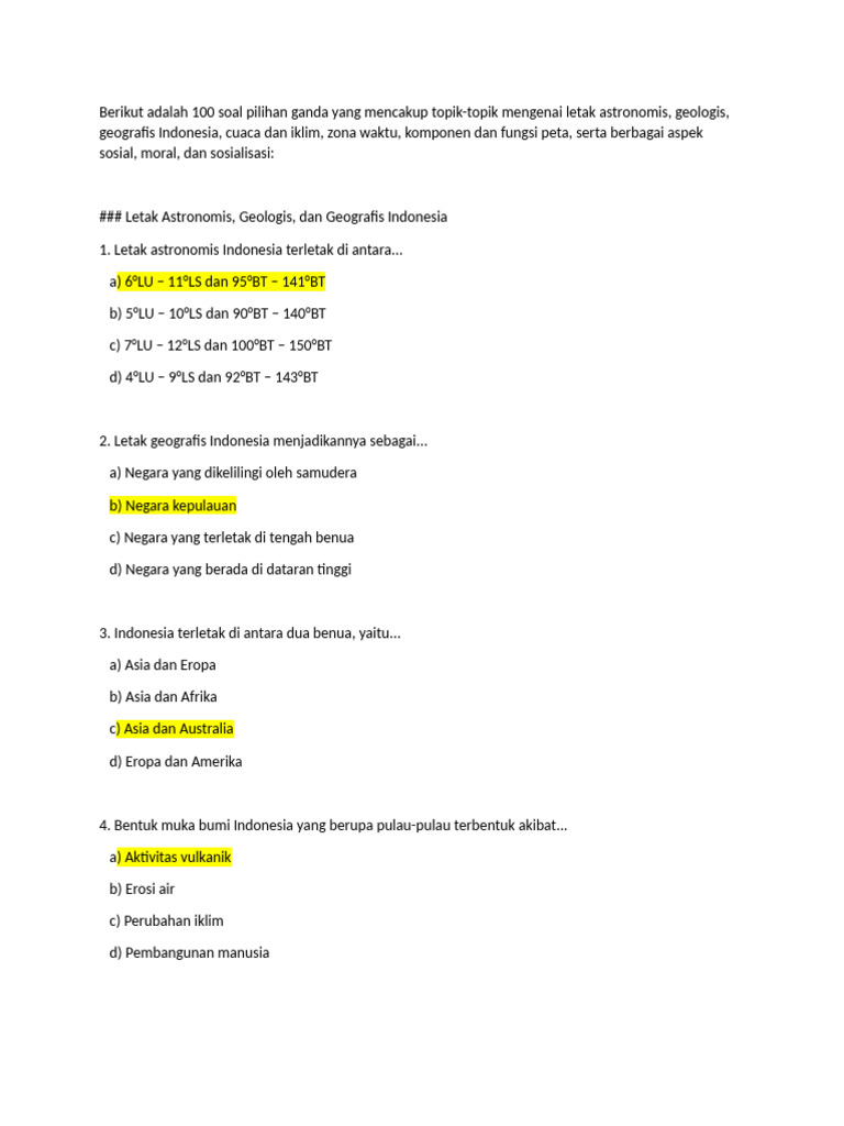 Berikut Adalah 100 Soal IPS BAB 1 - PAKET 1 | PDF