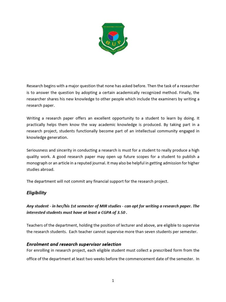 Research Guidelines BUPIR | PDF