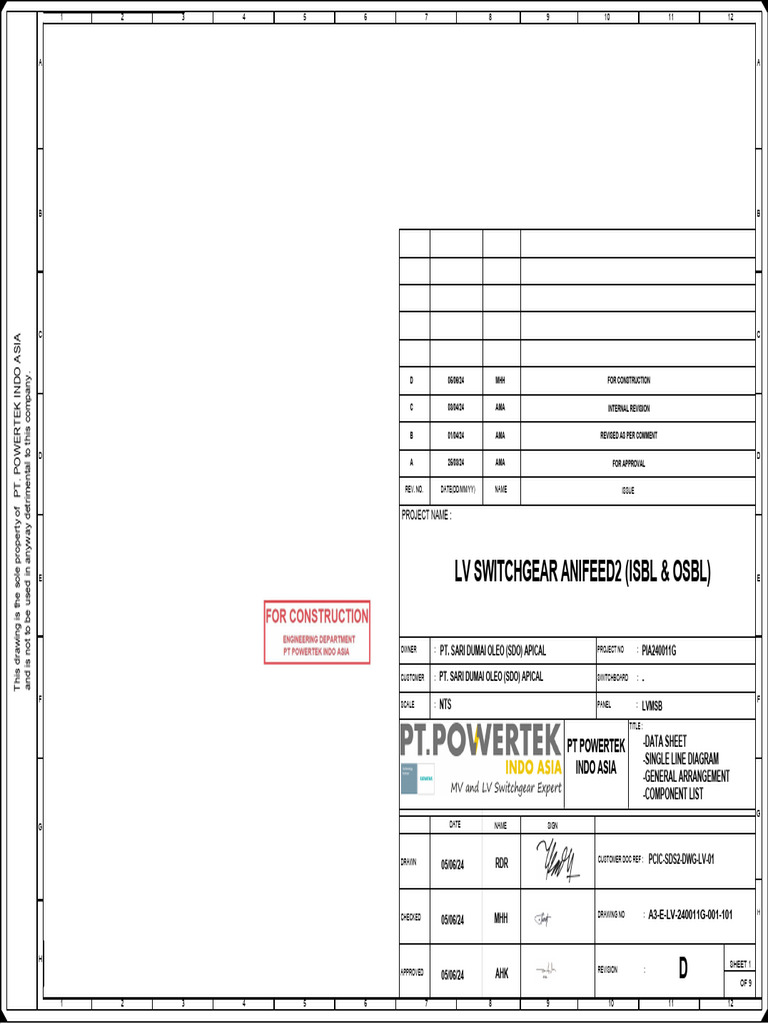 LV Switchgear Anifeed2 (Isbl & Osbl) : PT Powertek Indo Asia | PDF