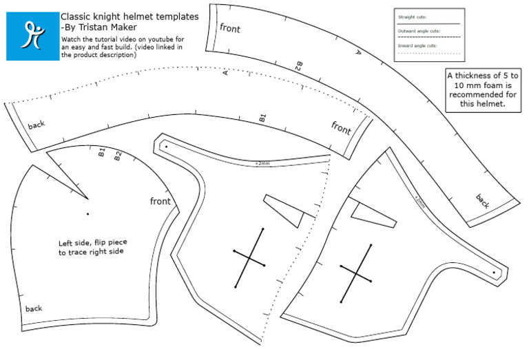 Classic Knight Helmet Templates - by Tristan Maker: Front | PDF
