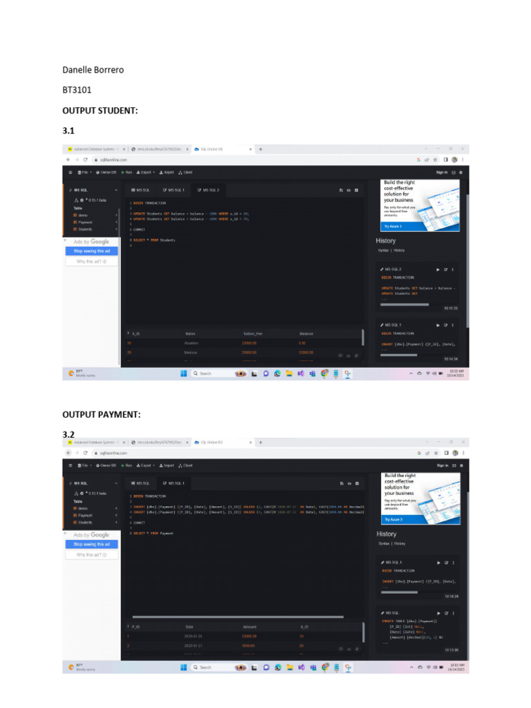 03 Hands On Activity 1 Database | PDF
