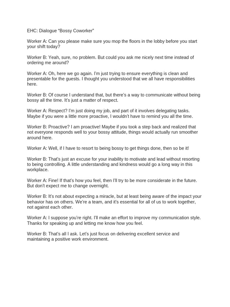 EHC Dialogue Bossy Coworker | PDF