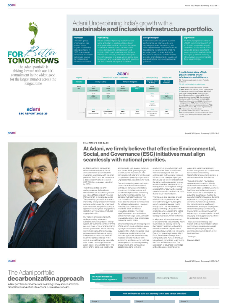 Adani Group ESG Report FY 22-23 - Executive Summary | PDF