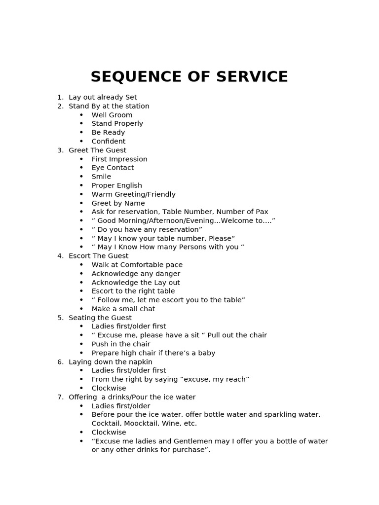 Sequence of Service | PDF