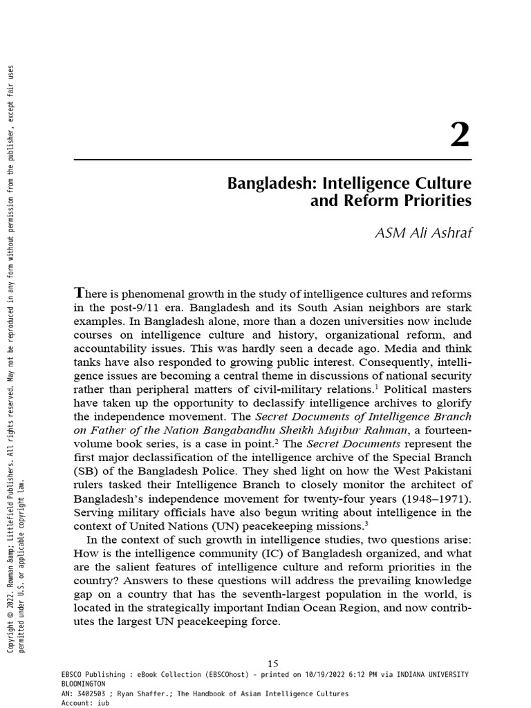 Ashraf 2022 Intel Culture Reform Priorities | PDF