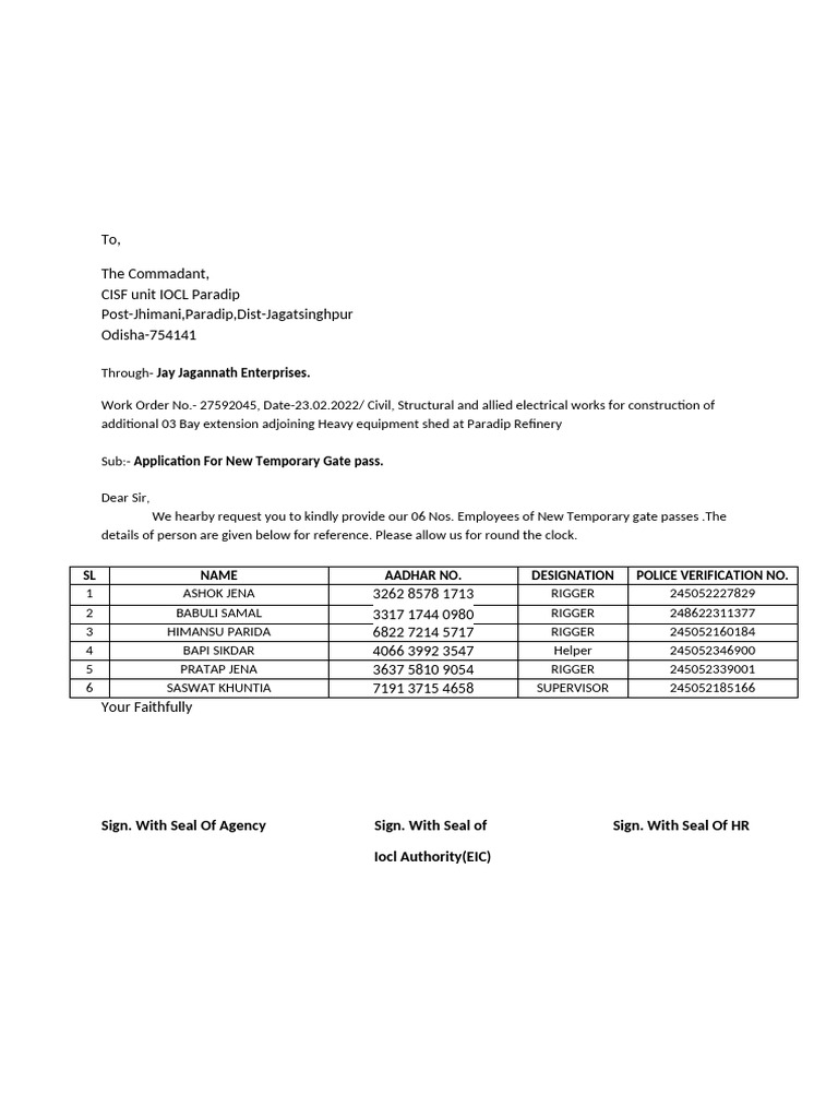 Gate Pass New Format For 7no Pdf
