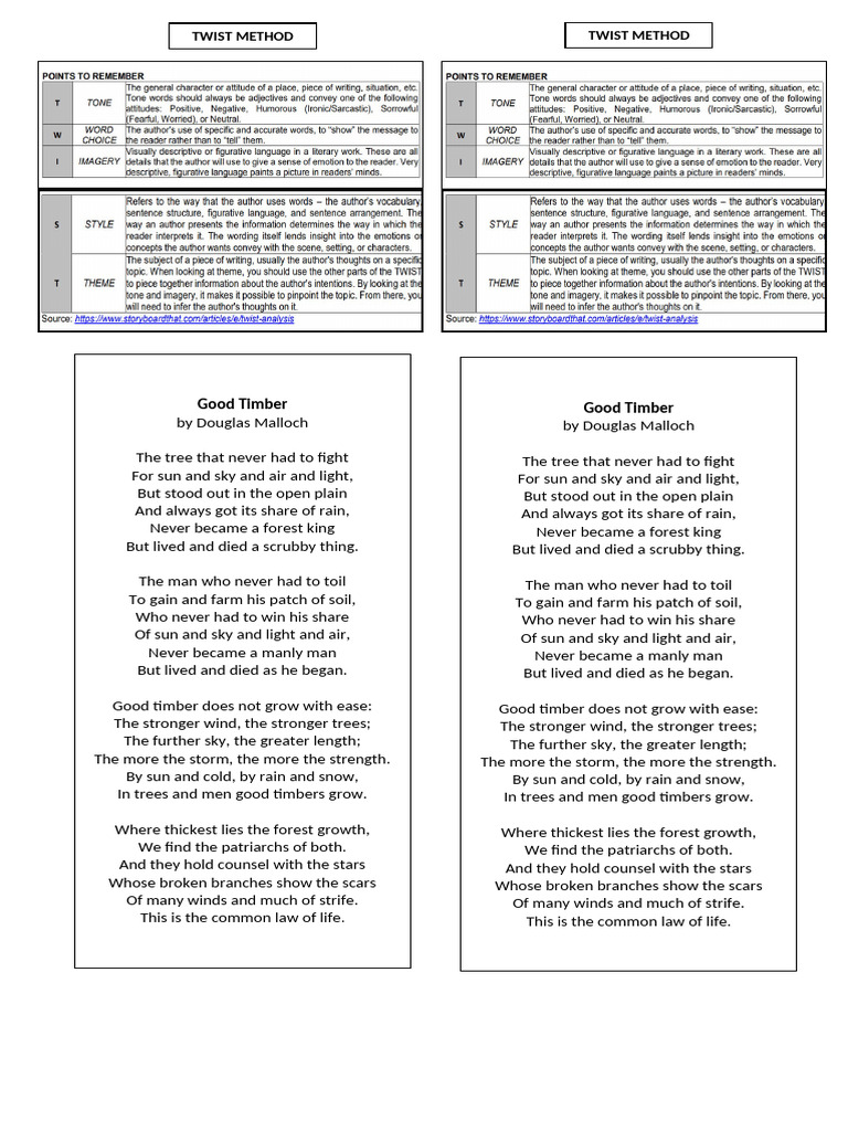 Analysis of "Good Timber" Poem | PDF