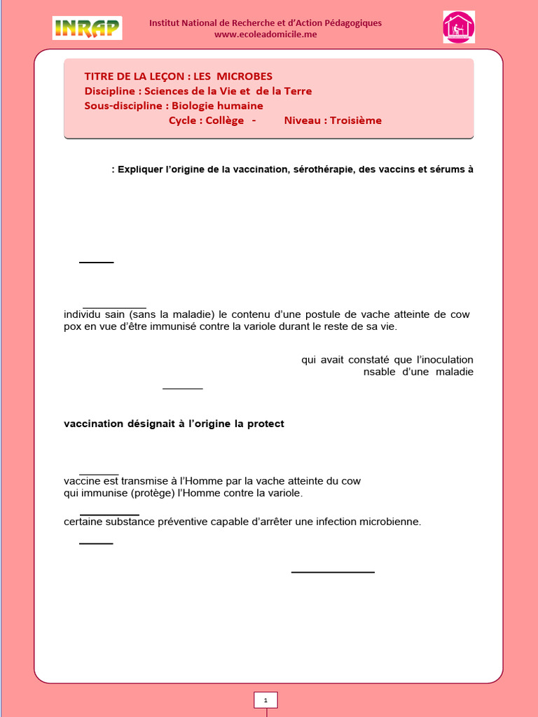 Svt - 3me - Les Microbes 3me Partie | PDF