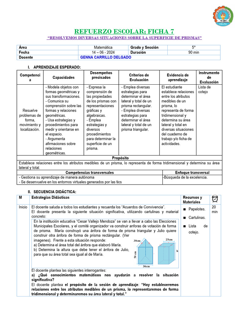 2°-SESION 1-EDA 8 Ficha 7 | PDF