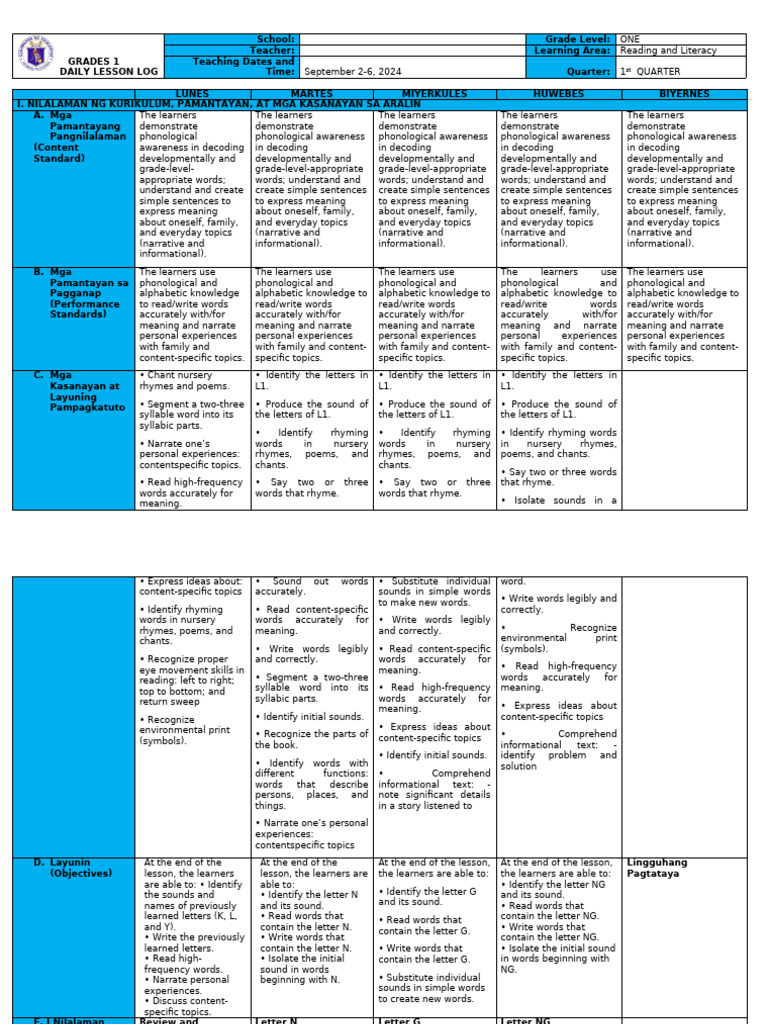 Reading and Lit 1 DLL Week 6 | PDF