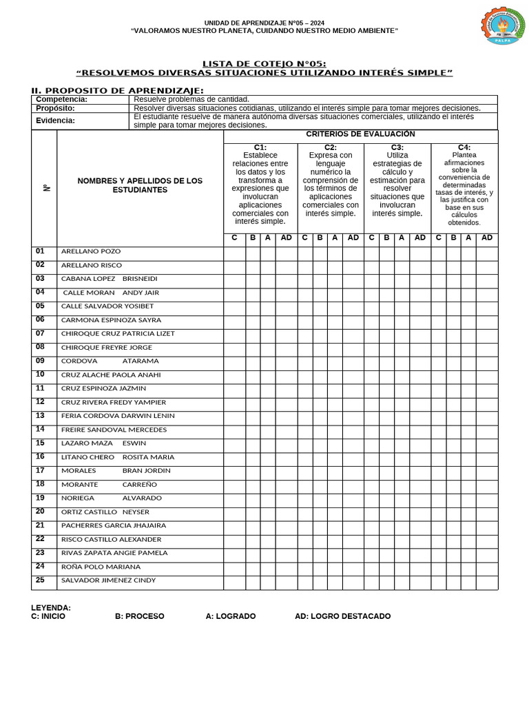Lista de Cotejo 5-3ero-Ua5-2024 | PDF