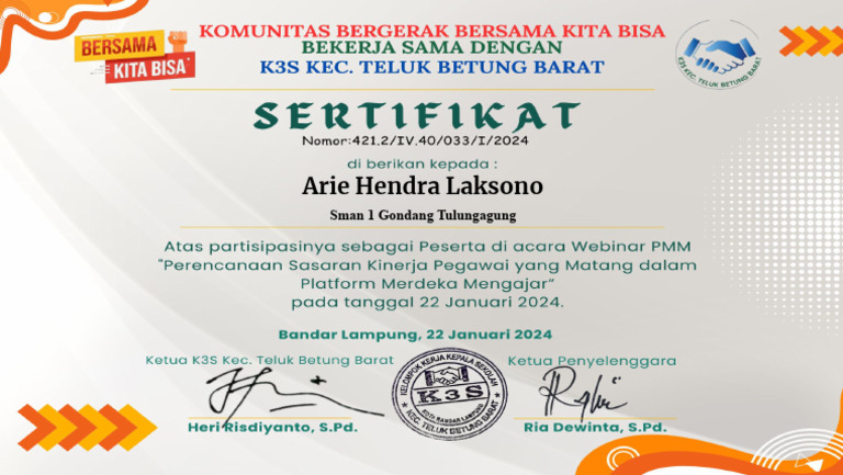 Sertifikat Kombel BBKB | PDF