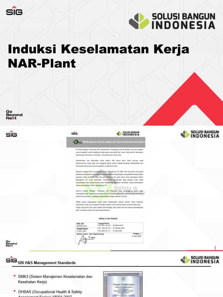 Induksi Keselamatan Kerja NAR Plant | PDF