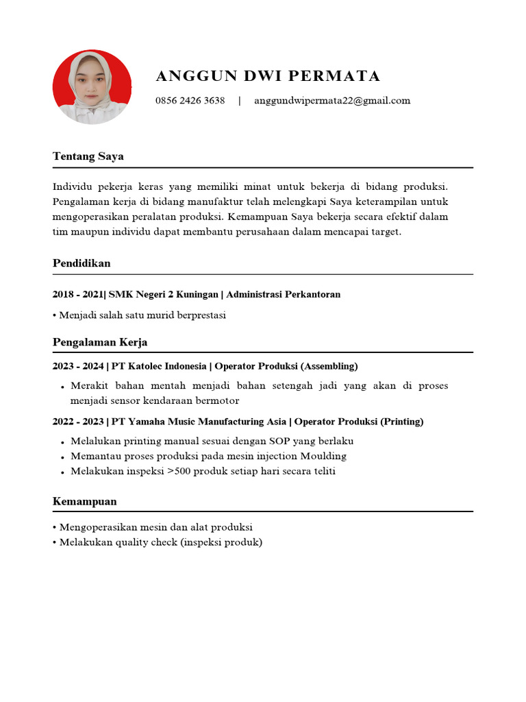 CV Anggun Dwi | PDF