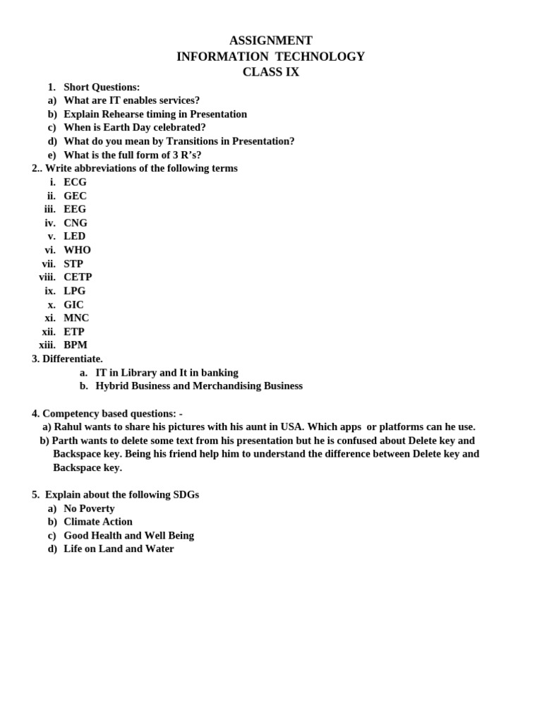 Class Ix It Assignment | PDF