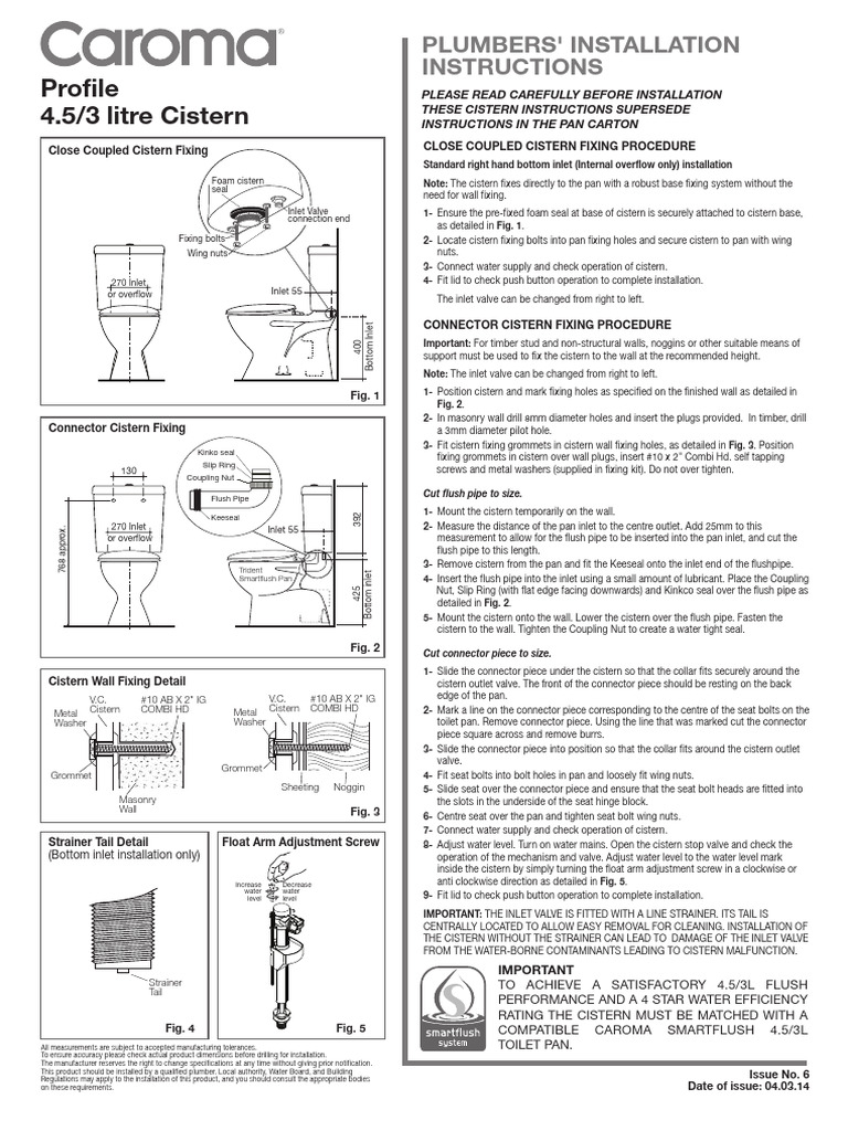 Cistern Installation Guide | PDF | Screw | Valve