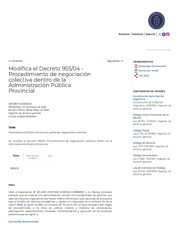 SAIJ - Modifica El Decreto 955 - 04 - Procedimiento de Negociación ...