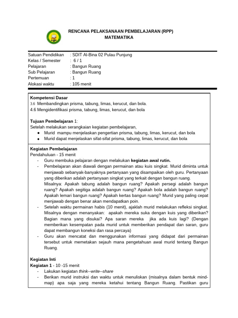 RPP Berdiferensiasi | PDF