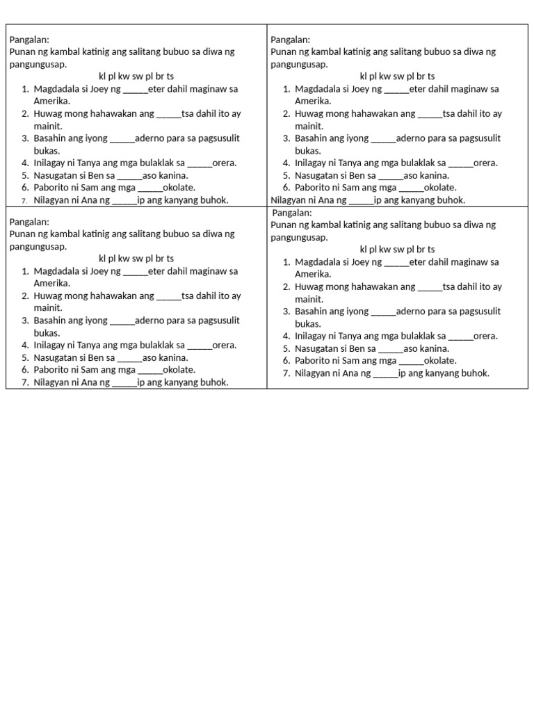Kambal Katinig Worksheet | PDF