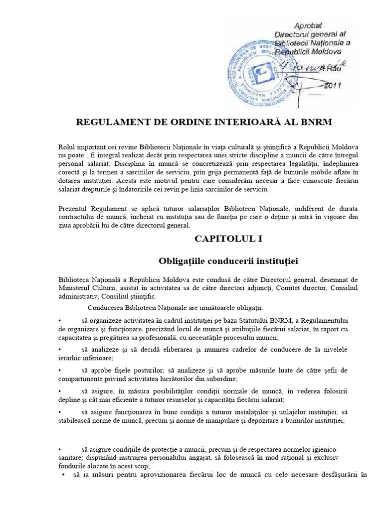 Regulament Ordine Interioara2011 | PDF