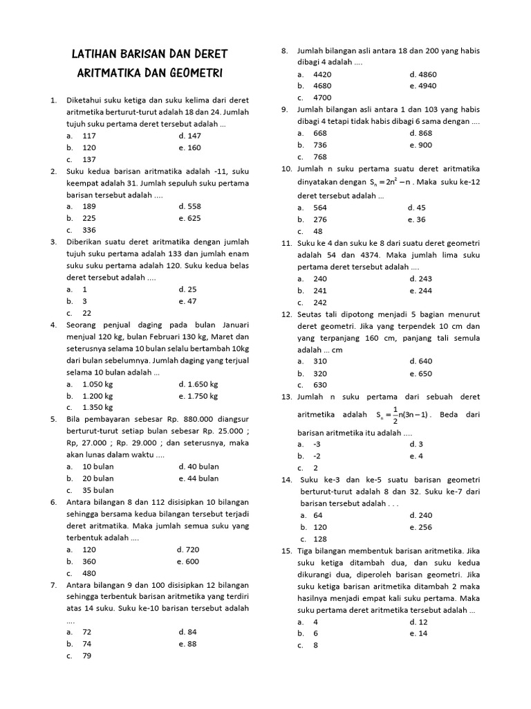 L1 - Latihan UH Barisan Dan Deret 2 | PDF