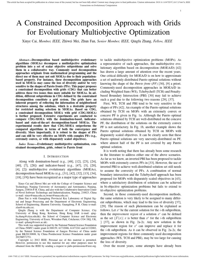 A Constrained Decomposition Approach With Grids For Evolutionary Multiobjective Optimization ...