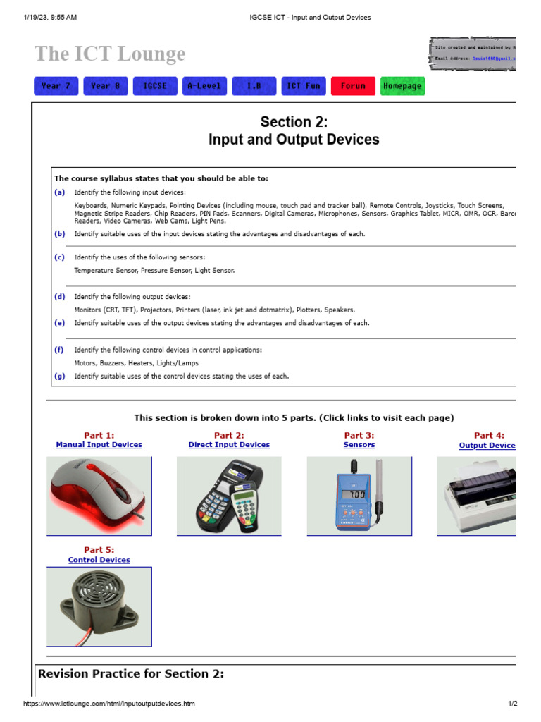 IGCSE ICT: Input & Output Devices | PDF | Human–Computer Interaction ...