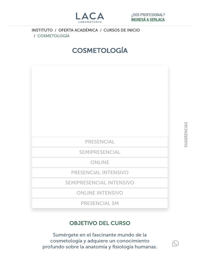 Curso - Cosmetología - LACA Cosmética Profesional | PDF