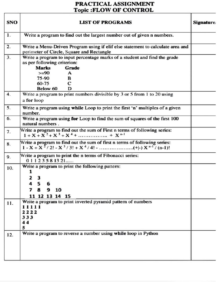 Cs Practical File - Flow of Control | PDF